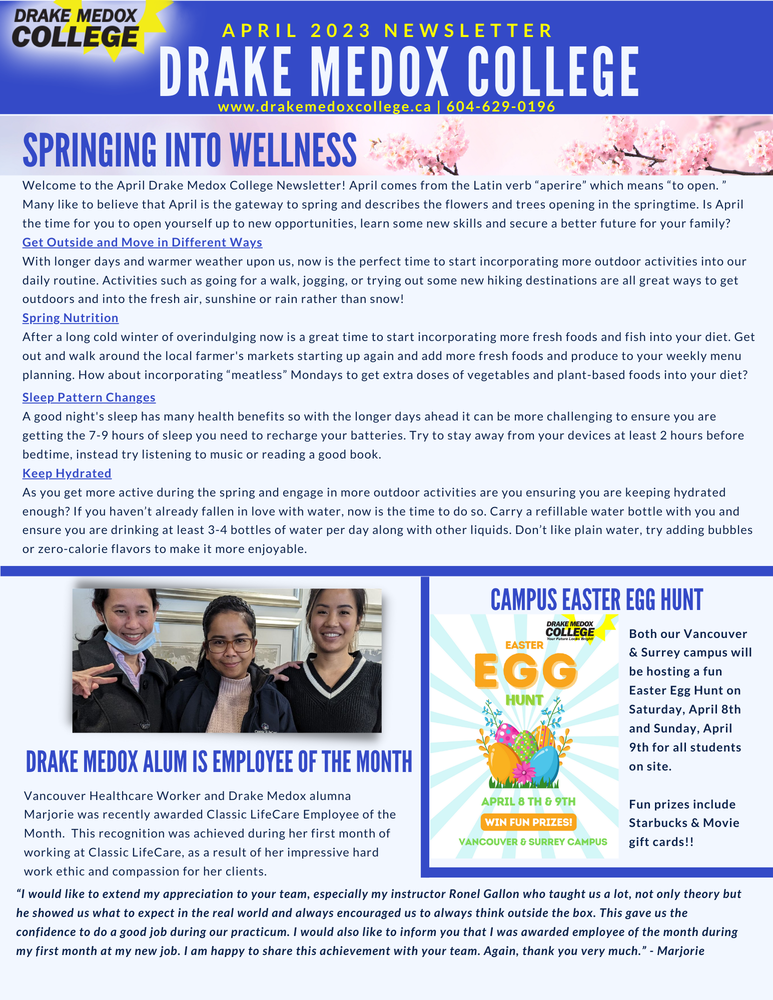 Newsletter – April 2023 - Drake Medox College